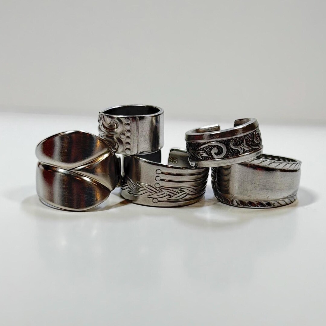 Mystery Spoon Ring Set of 5 | Vintage Spoon Ring | Silver Spoon Ring ...