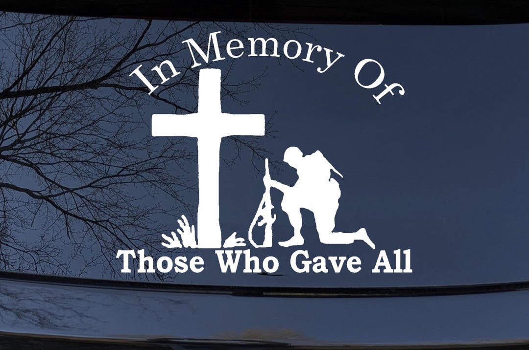 In Memory of Soldier Cross Decal - Car, Truck, Laptop Vinyl Sticker ...