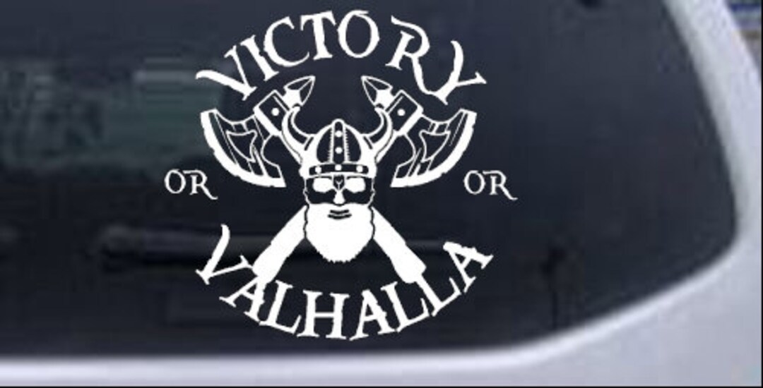 6in X 6.5in Viking Victory or Valhalla Axes and Bearded Skull Car or ...