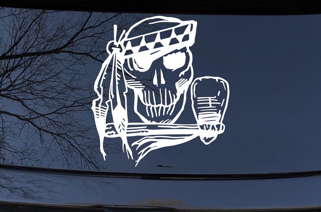 Native American Skull Decal: Tomahawk Vinyl Car Truck Window Sticker ...