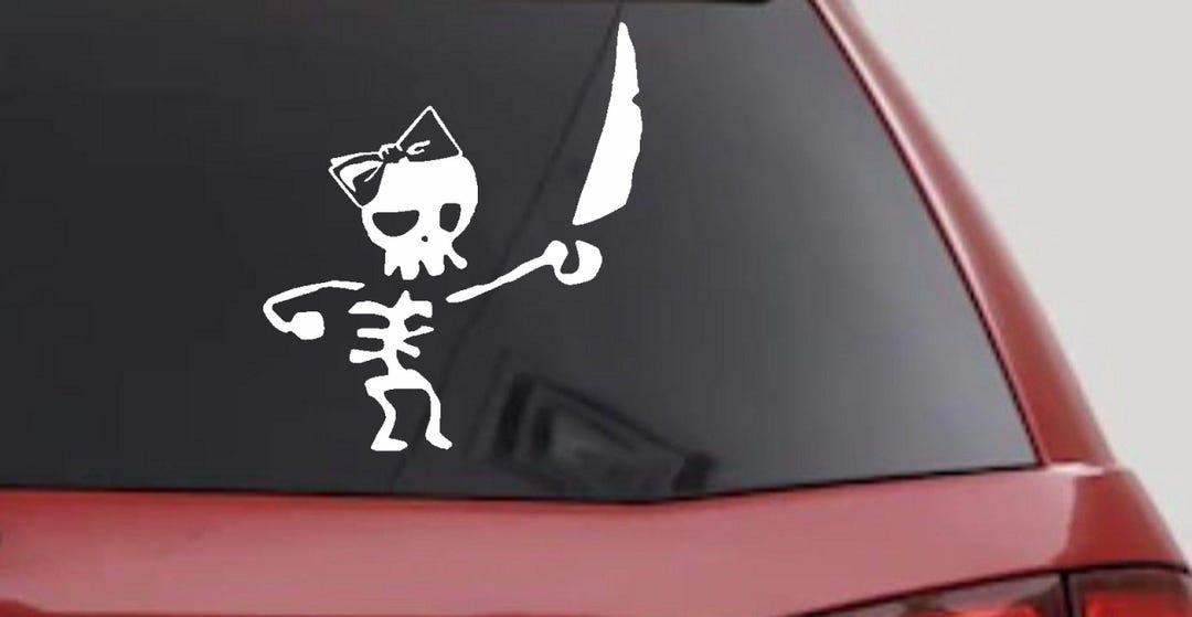 Cute Pirate Girl Skeleton Decal Car Truck Window Vinyl Sticker Sword ...
