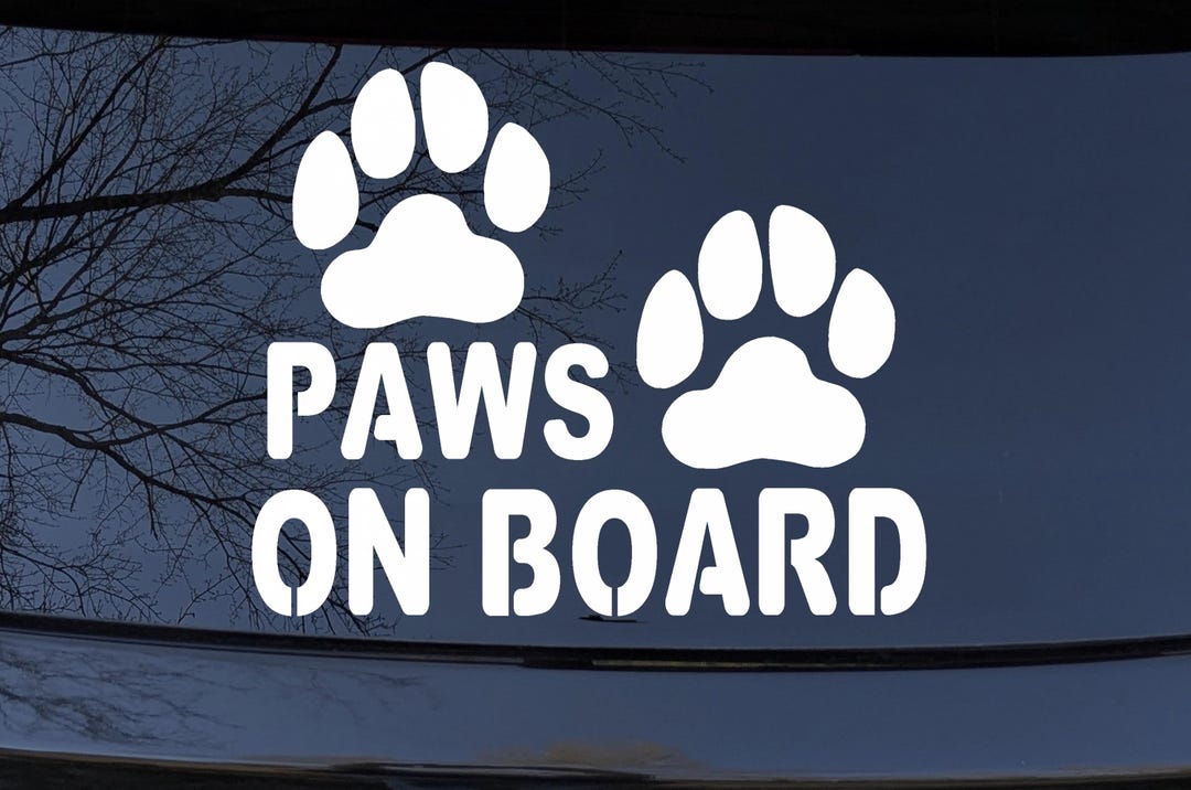 Paws on Board Decal: Animal Paw Print Car Truck Window Sticker (4in X ...