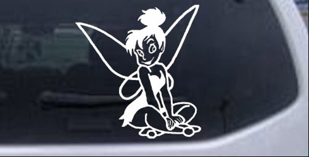 4in X 4.3in Tinkerbell Sitting Car or Truck Window Laptop Decal Sticker ...