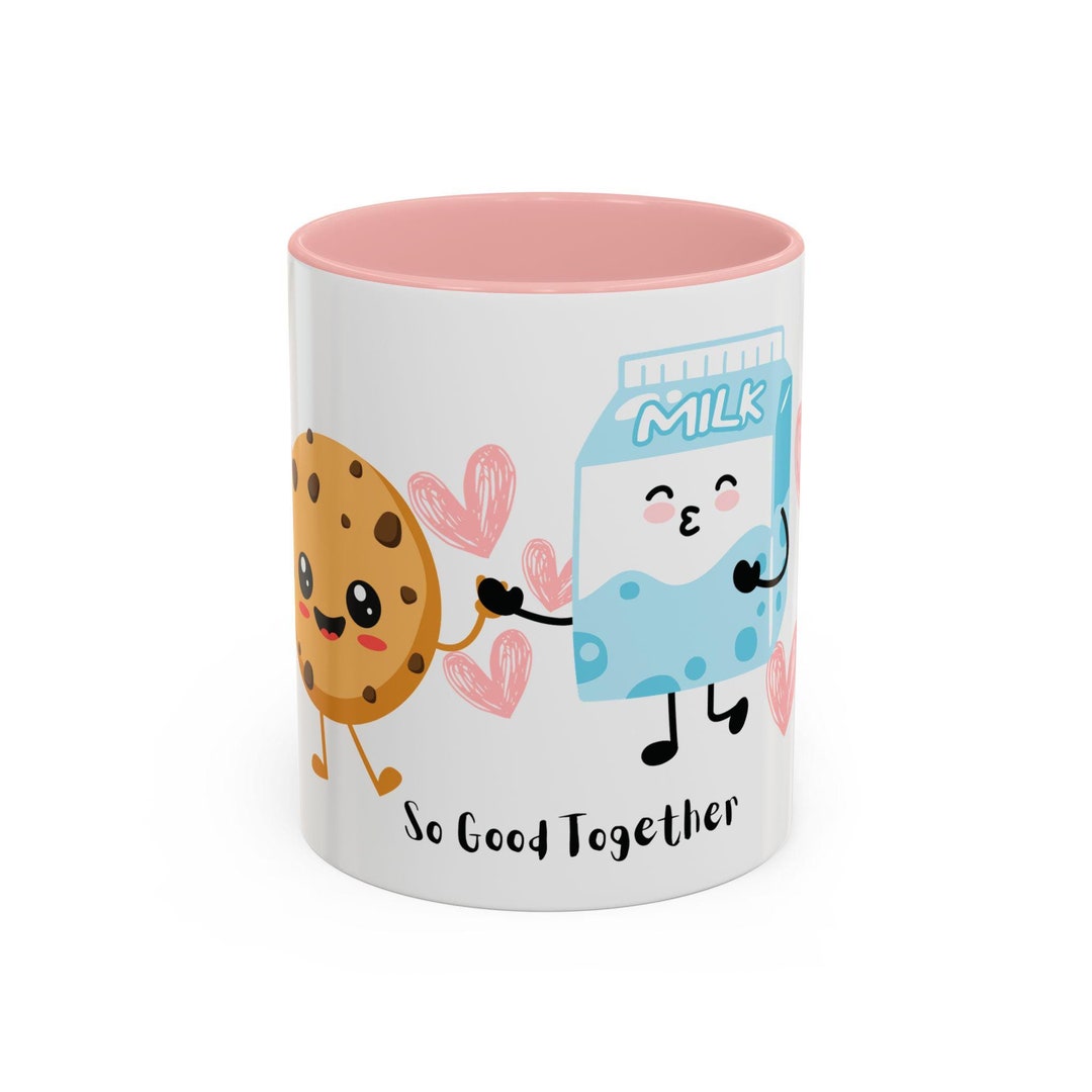 Cute Cookie & Milk Accent Mug, Fun Coffee Cup Gift for Sweet Lovers ...