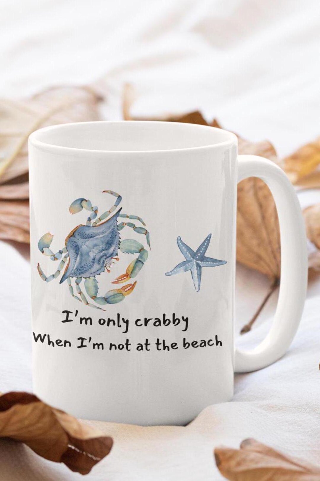 Blue Crab Mug, Beach Theme Coffee Mug, Coastal Sea Creature Drinkware ...