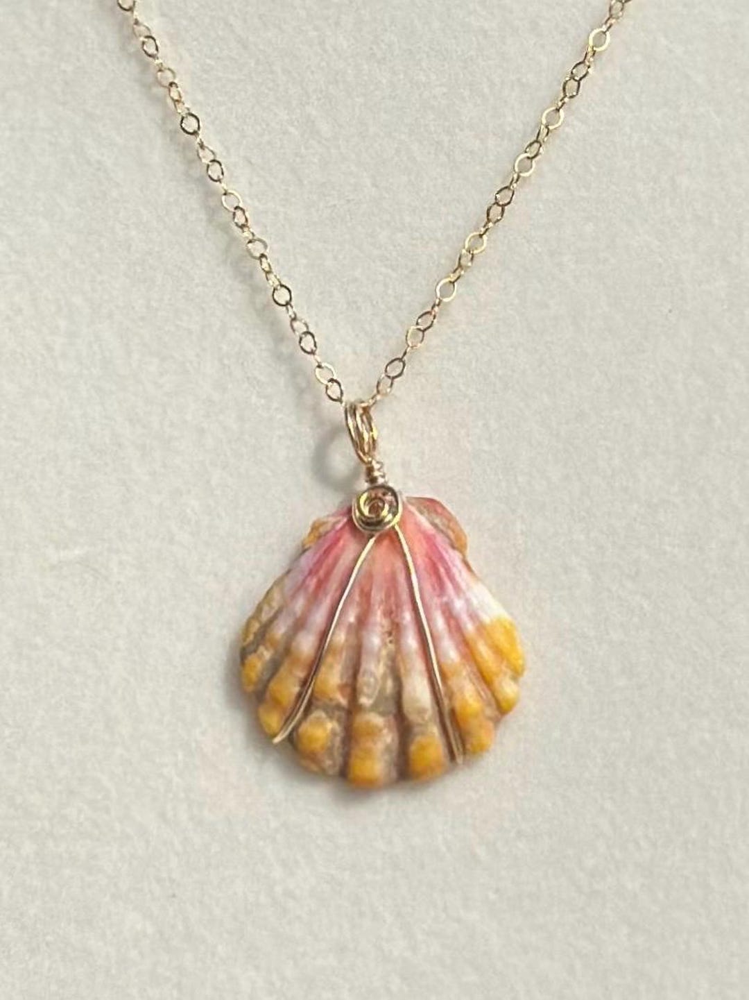 Rare Sunrise Shell Necklace – 14k Gold Filled Wire Wrapped – Handmade ...