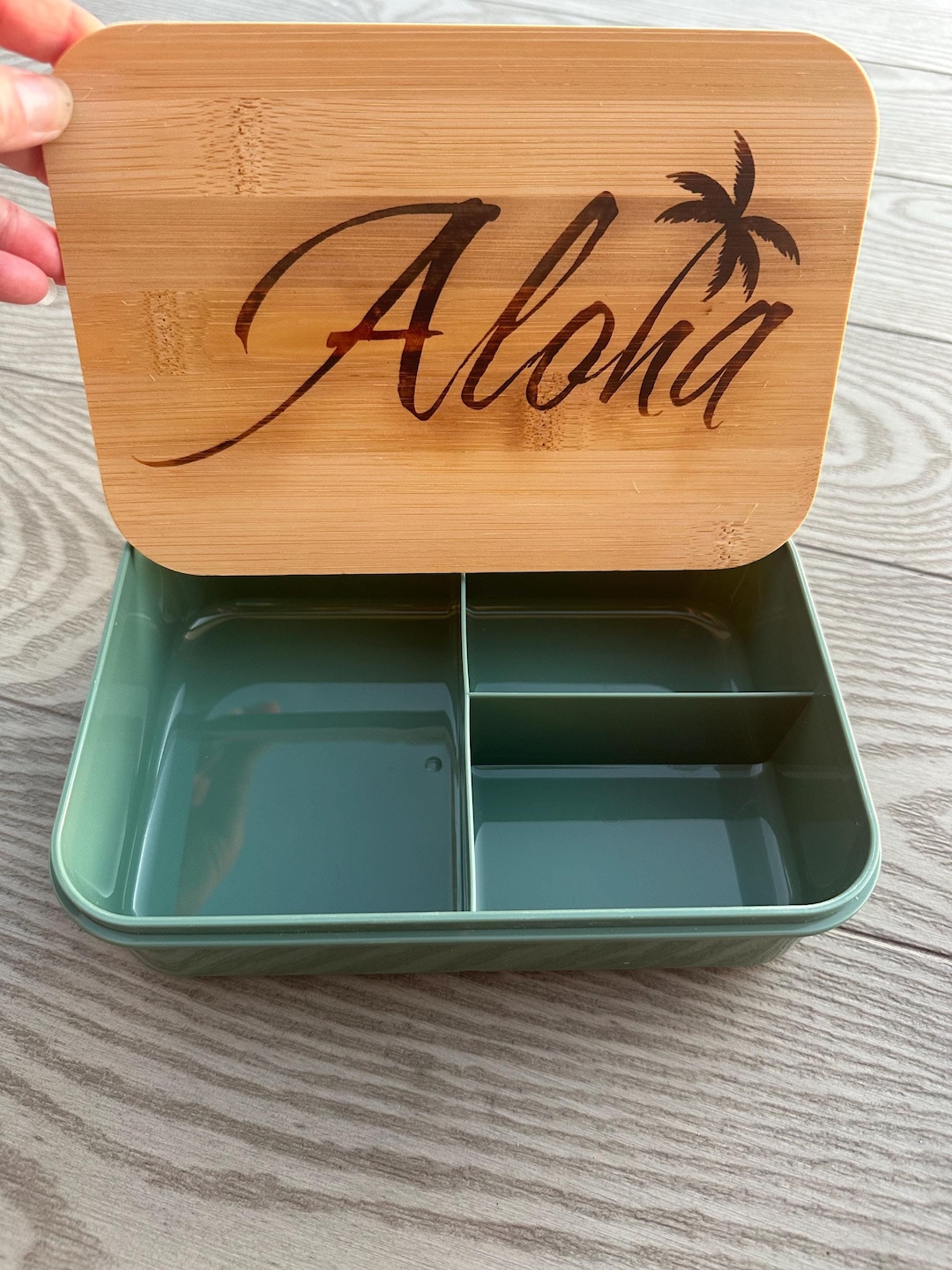 Hawaii Beach Bento Box: 3-section Lunch Container With Bamboo Lid - Etsy