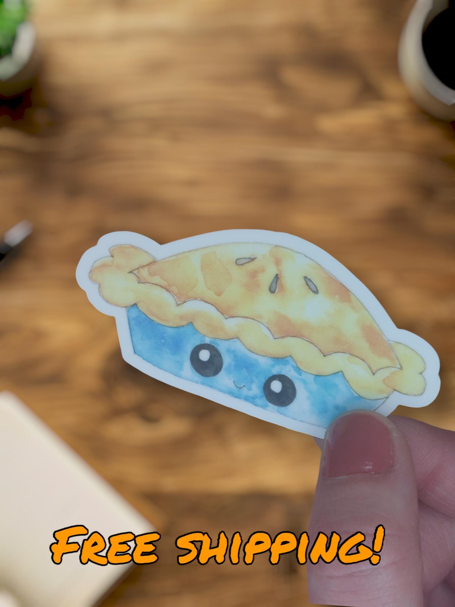 Kawaii Cute Pie Sticker Hand-drawn Waterproof Watercolor Apple Pie ...