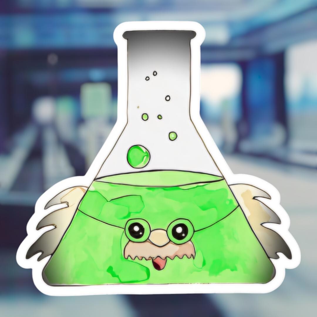 Cute Einstein Beaker Sticker | Hand-drawn Waterproof Watercolor ...
