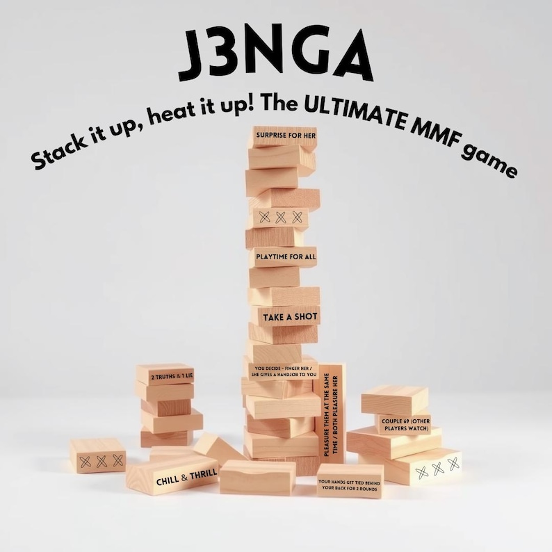 Sexy Jenga stack It Up, Heat It Up MMF Swinger Edition Naughty Party Game Printable PDF for ...
