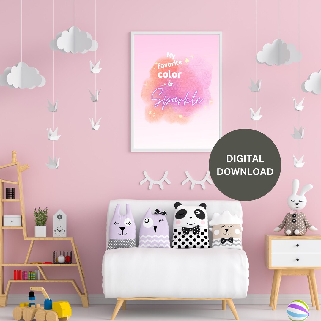 Girls Room Decor Wall Art, Kids Room Pink Sparkle Poster, Teen Girl ...