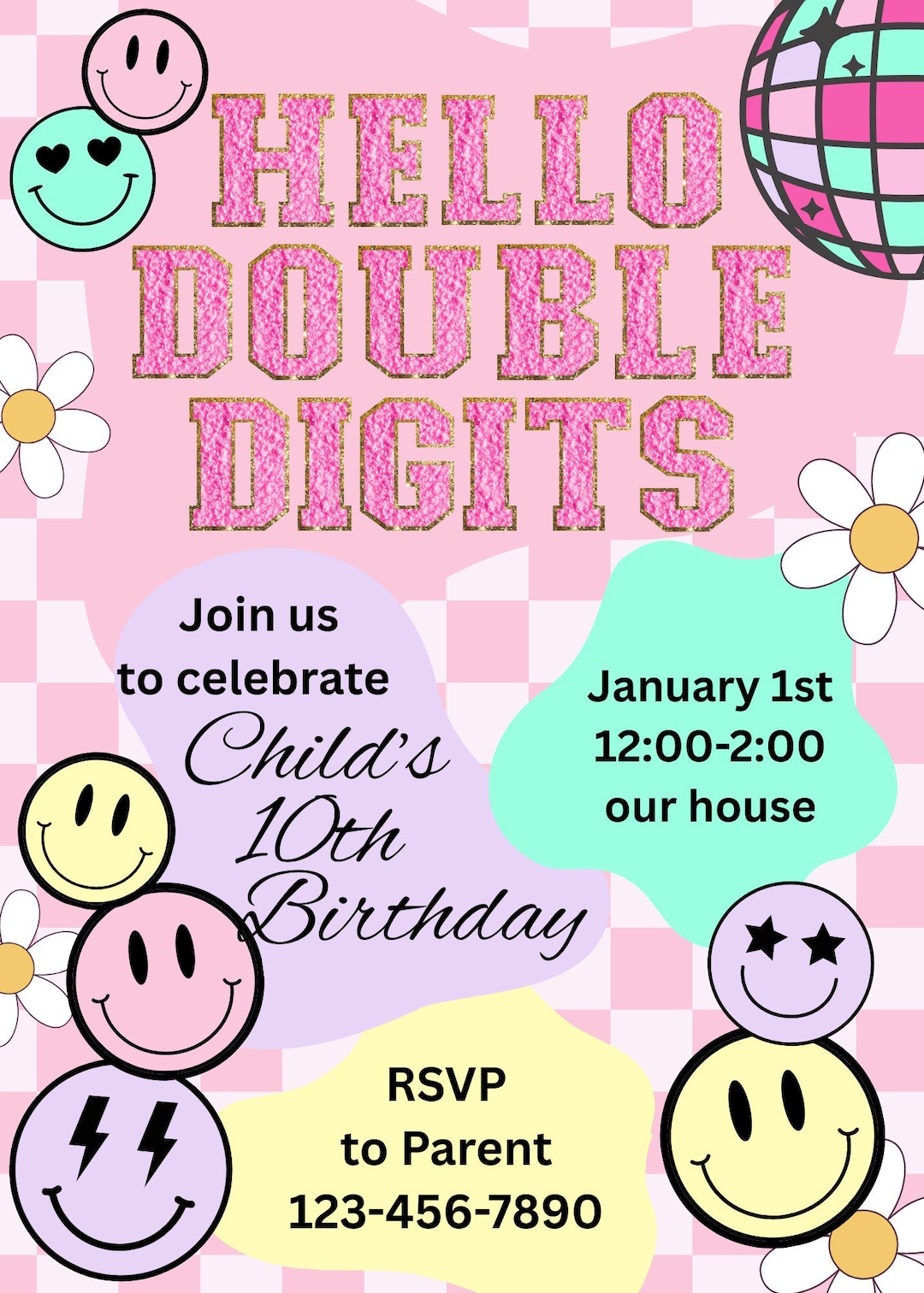 Hello Double Digits Birthday Invitation File - Etsy