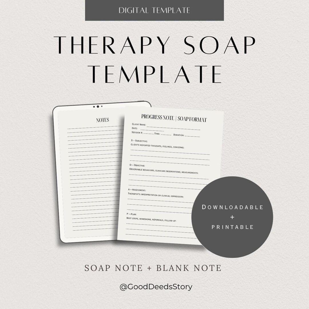SOAP Note Template for Therapists | Digital Counseling Progress Notes ...