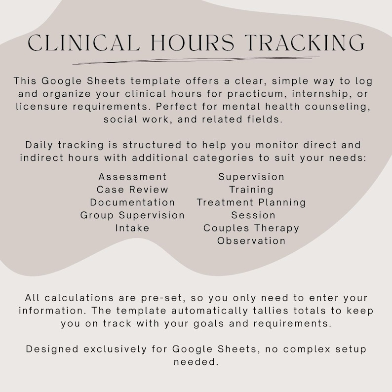 Clinical Hours Tracker | Google Sheets Template (digital Download) - Etsy