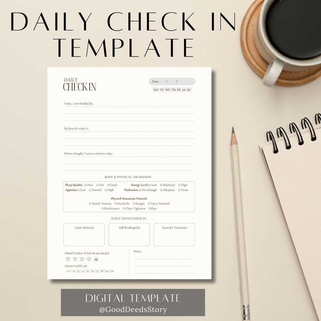 Daily Mental Health Check-in | Wellness Journal (digital PDF) - Etsy