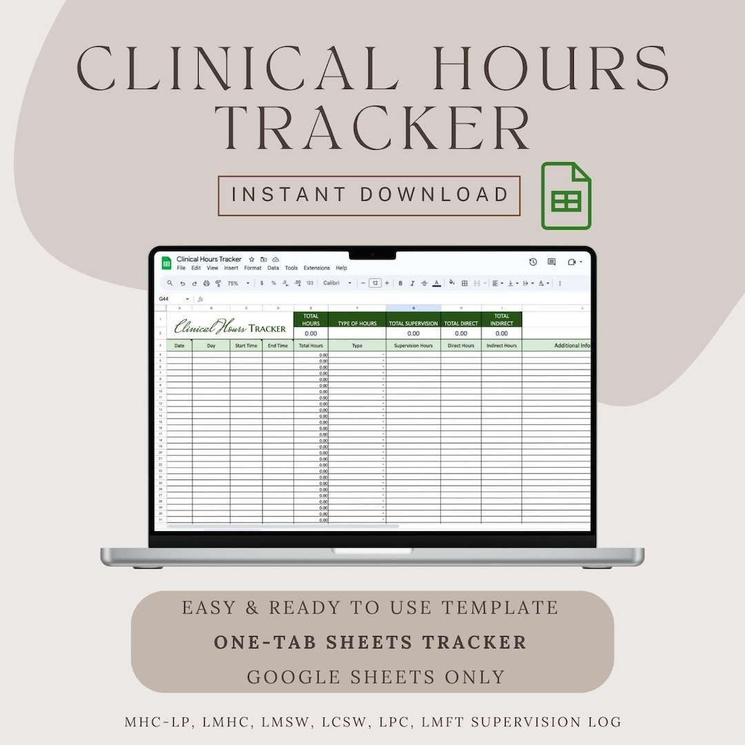 Clinical Hours Tracker | Google Sheets Template (digital Download) - Etsy