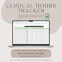 Clinical Hours Tracker Template, Clinical Hours Log, Social Work ...