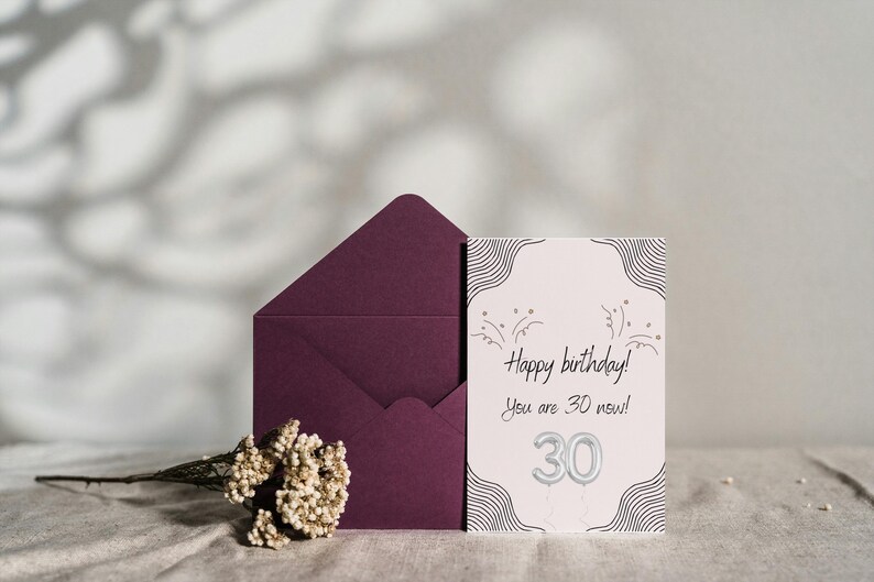 Printable 30th Birthday Card | Digital File | Birthday Card | 30th ...