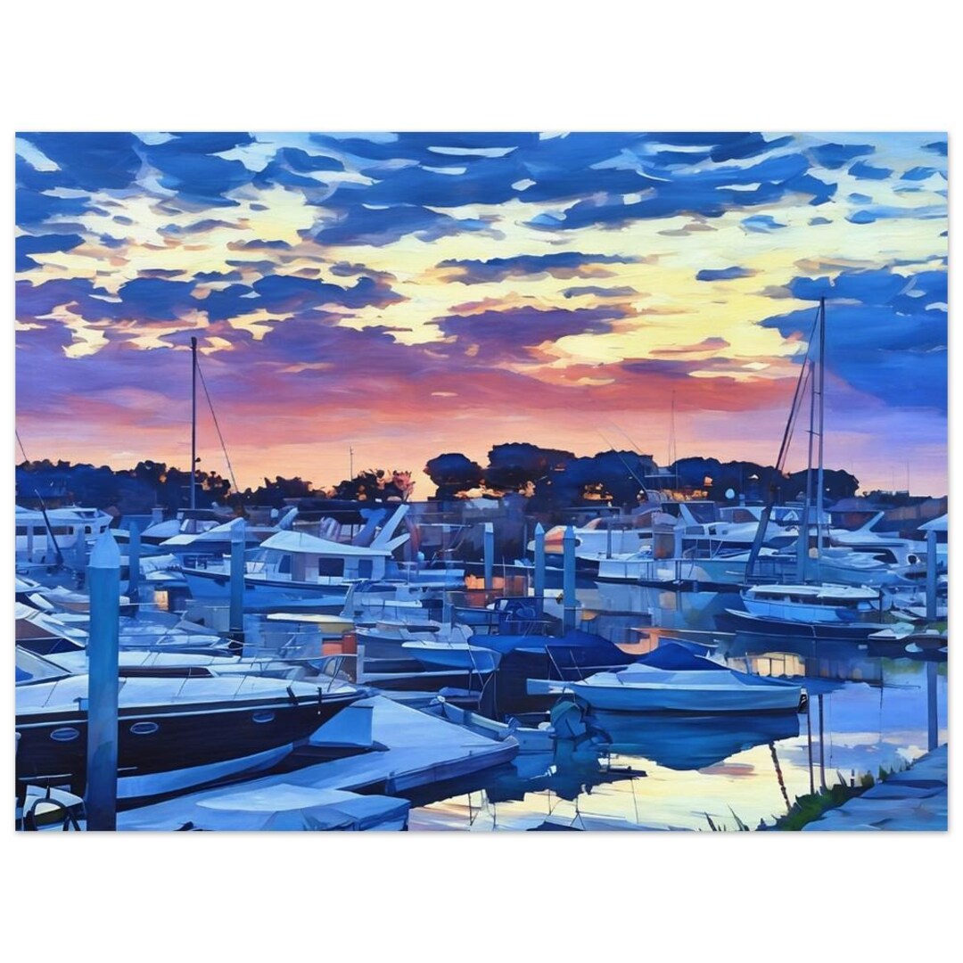 Marina Dreams at Dusk - Where Yachts Dance With Twilight - Etsy