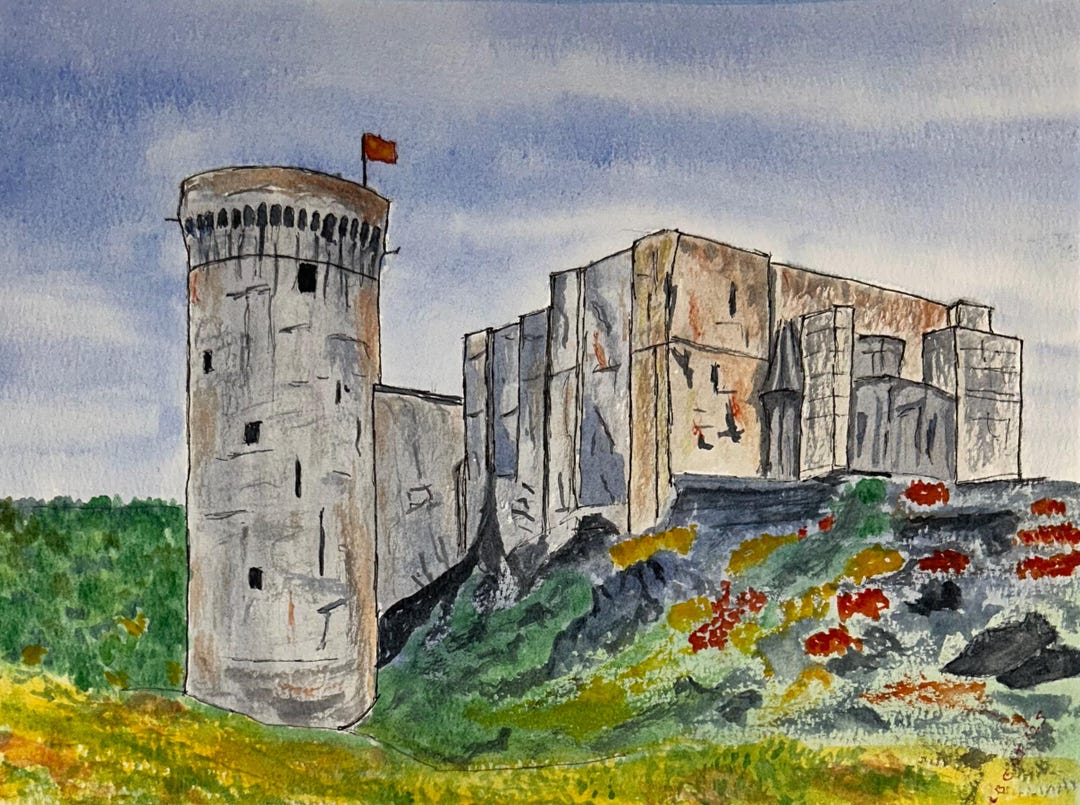 William the Conqueror Castle Watercolor Painting 9x12 – Medieval France ...