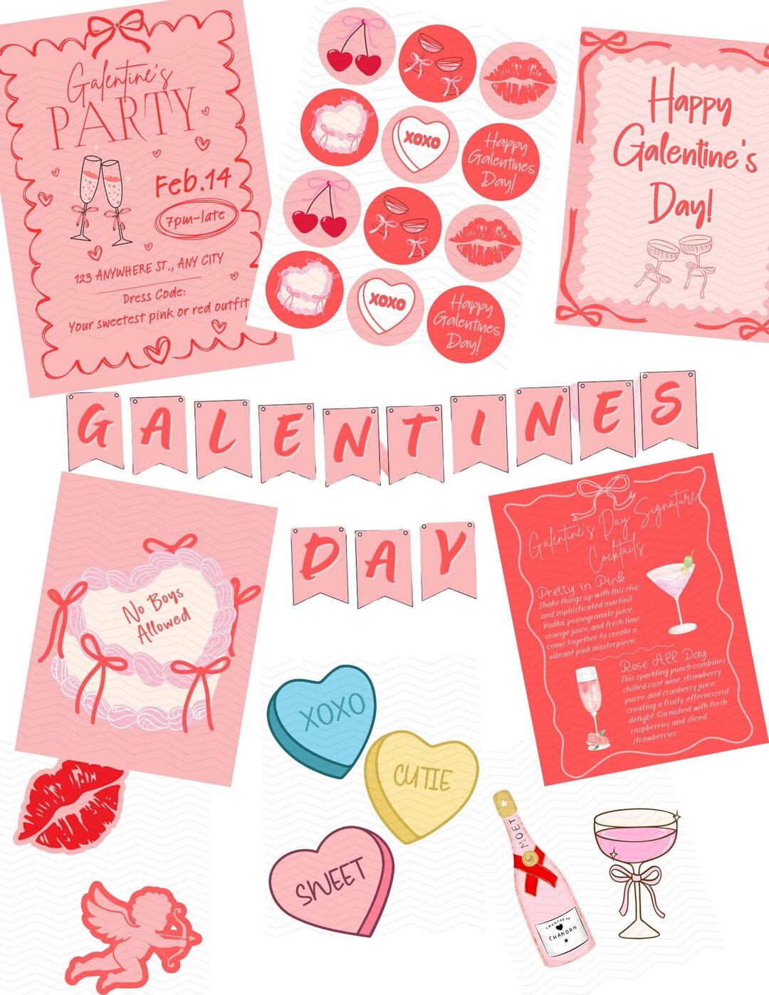 Galentines Day Party Printables - Etsy