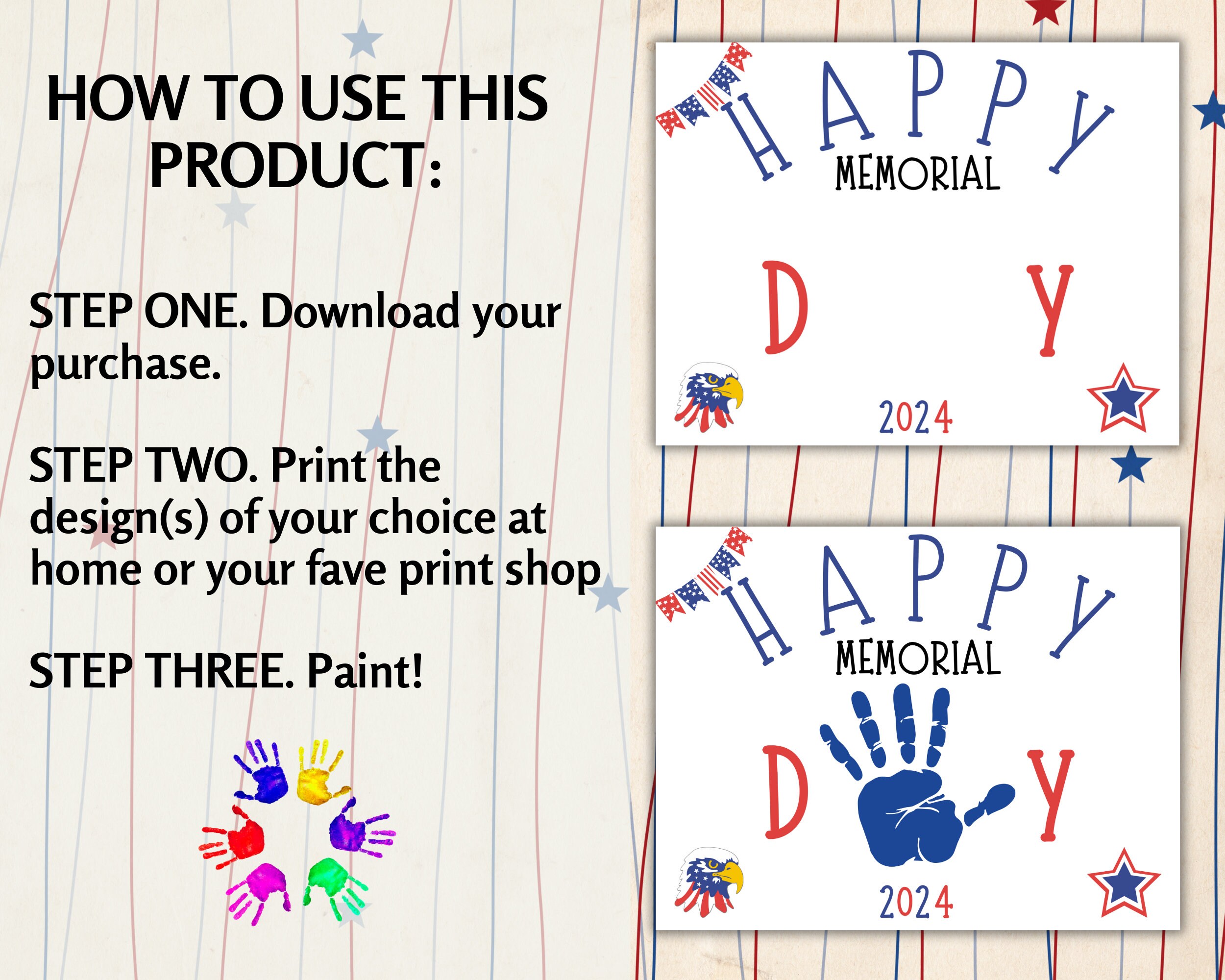 Memorial Day Handprint Craft, Patriotic Handprint Art, Handprint Sign ...