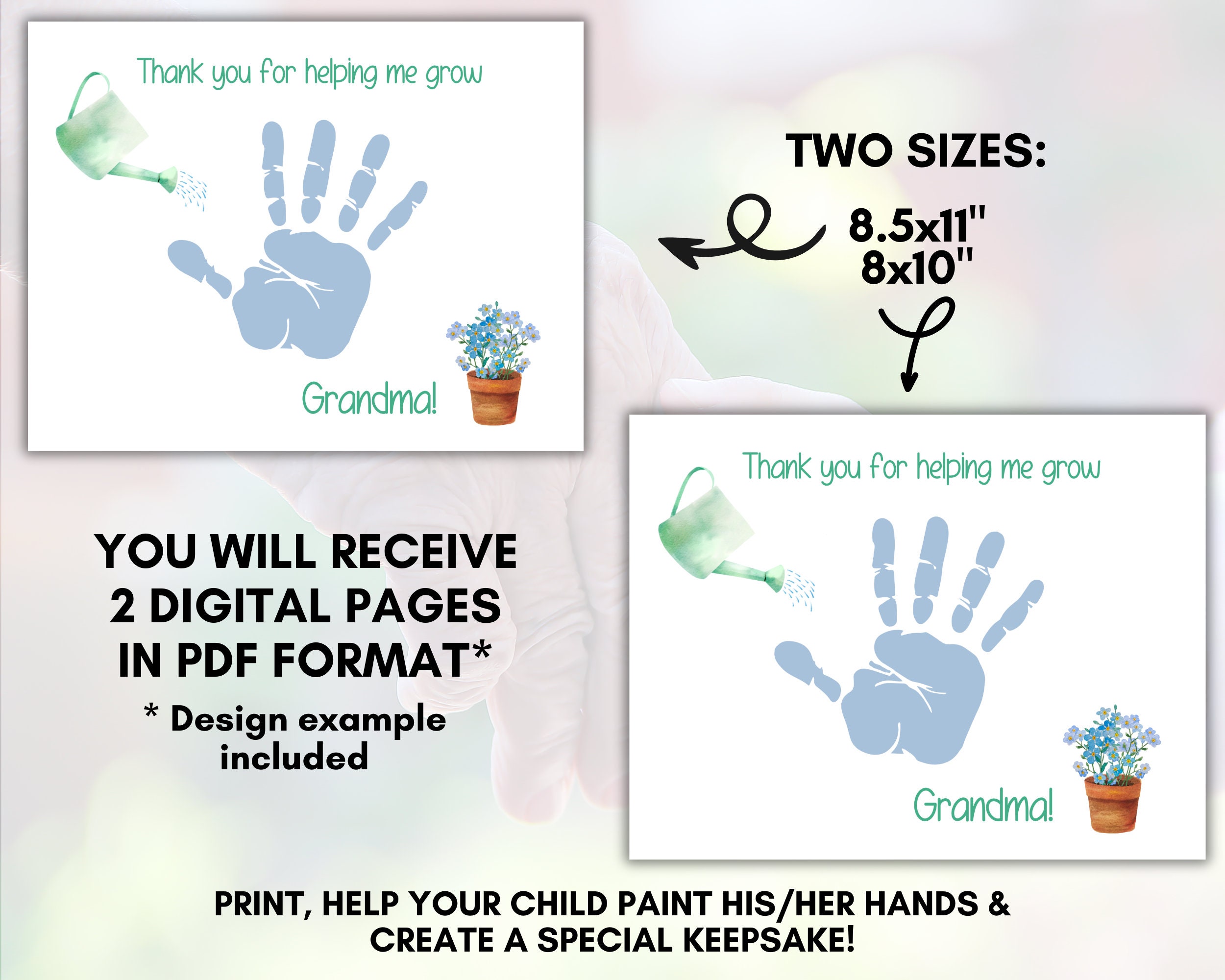 Grandma Handprint Craft Bundle, Help Me Grow, Mothers Day Handprint Art ...