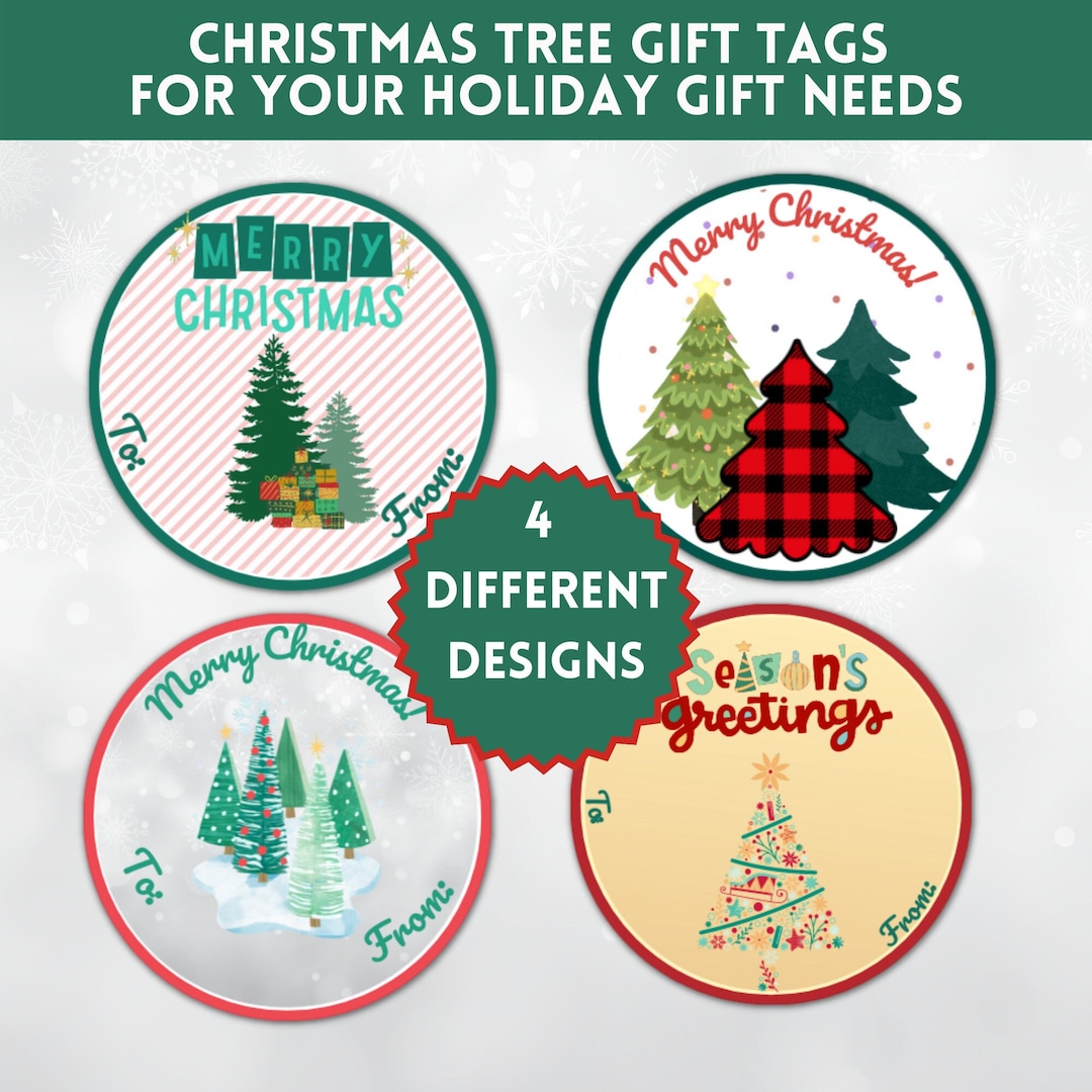 Printable Christmas Tree Gift Tags Labels and Stickers Use - Etsy