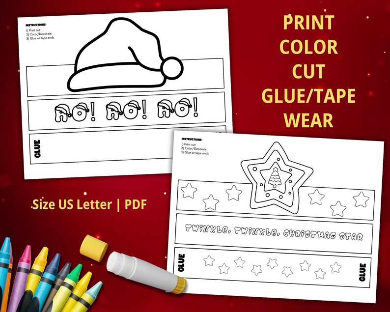 Christmas Paper Crowns, Christmas Coloring Craft, Downloadable DIY ...