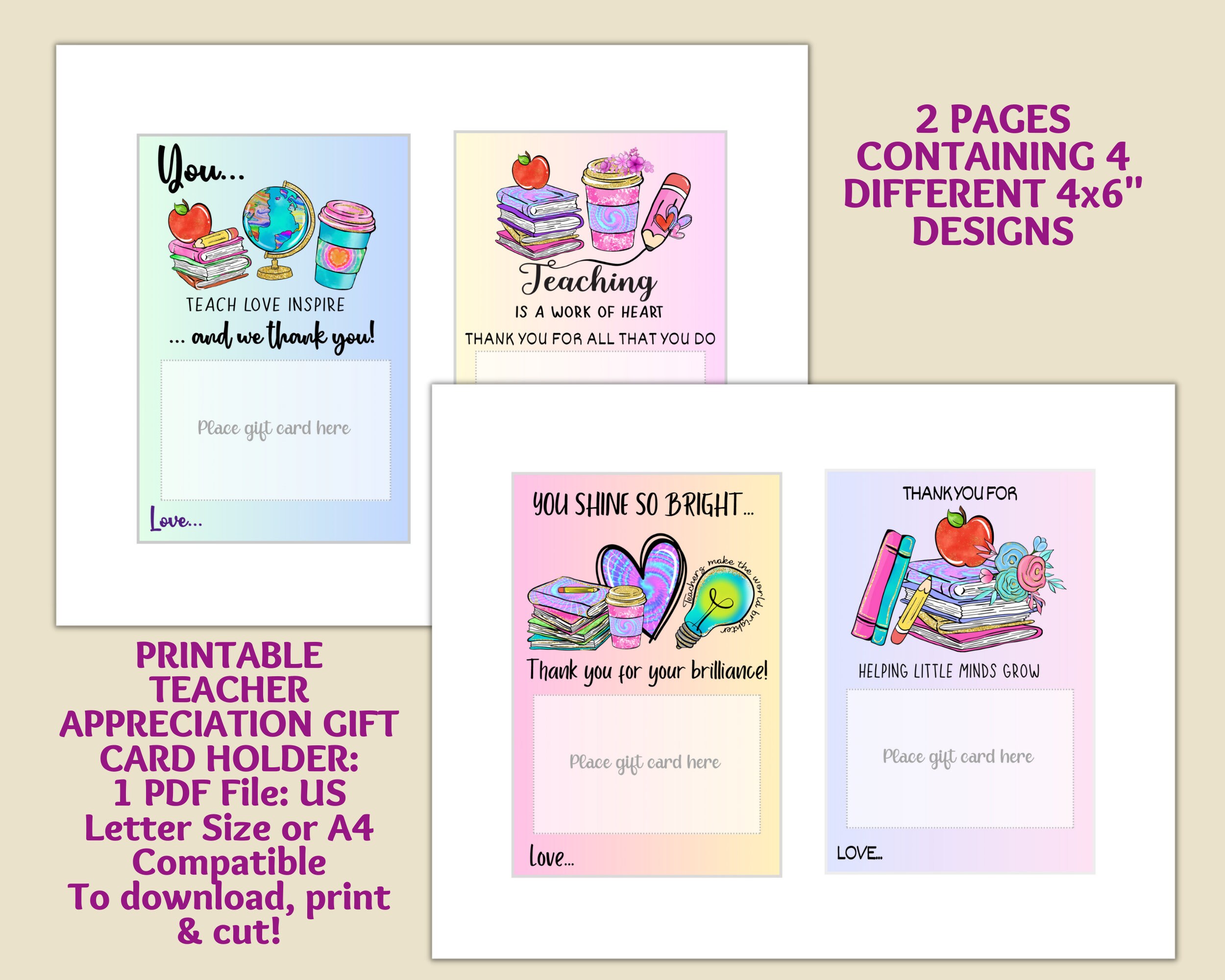 Teacher Appreciation Gift Card Holder, Best Teacher Ever Card, New ...