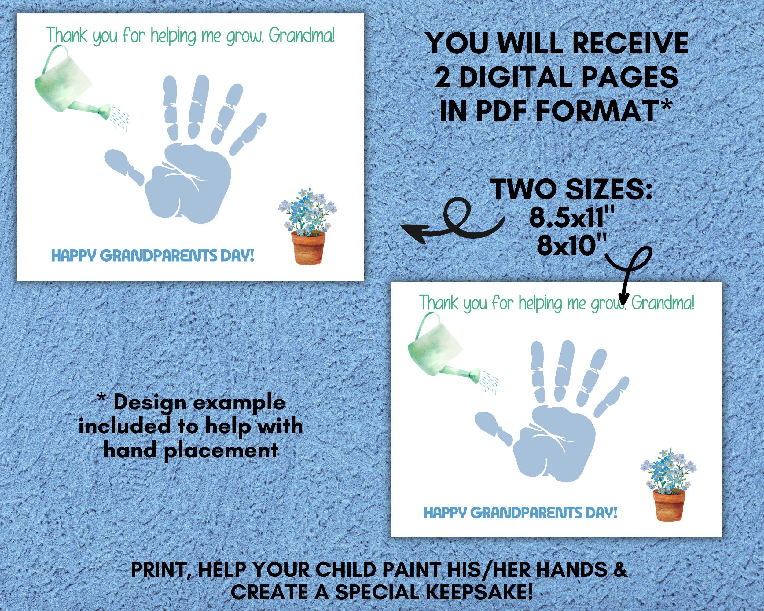 Grandparents Day Handprint Craft, Grandma Handprint Art, Grandpa ...