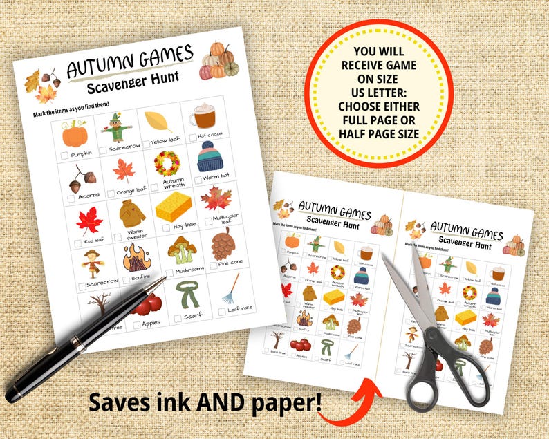Autumn Scavenger Hunt, Fall Games, Autumn Game, Family Game Night, Kids ...
