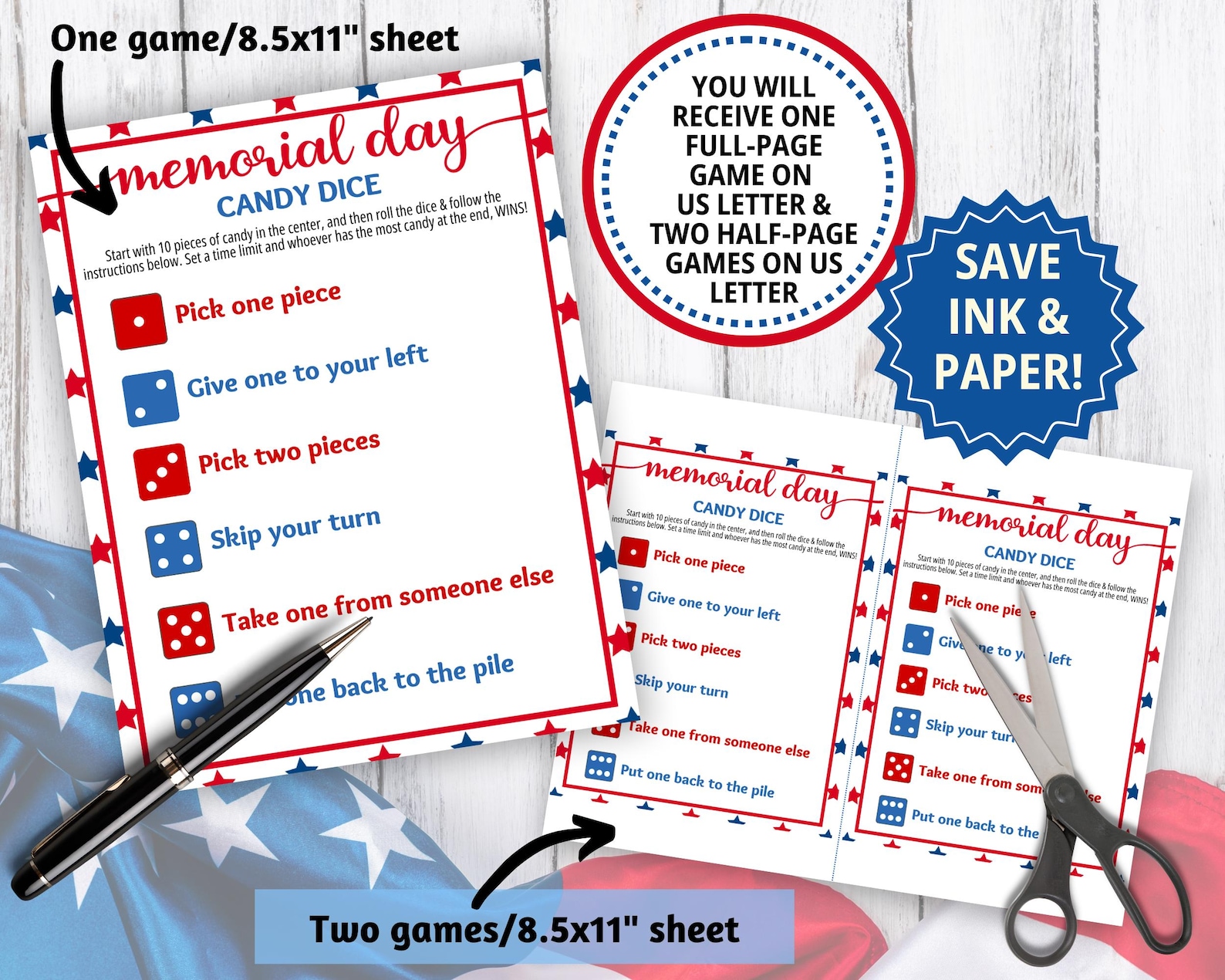 Memorial Day Candy Dice, Memorial Day Games, Office Party Games ...