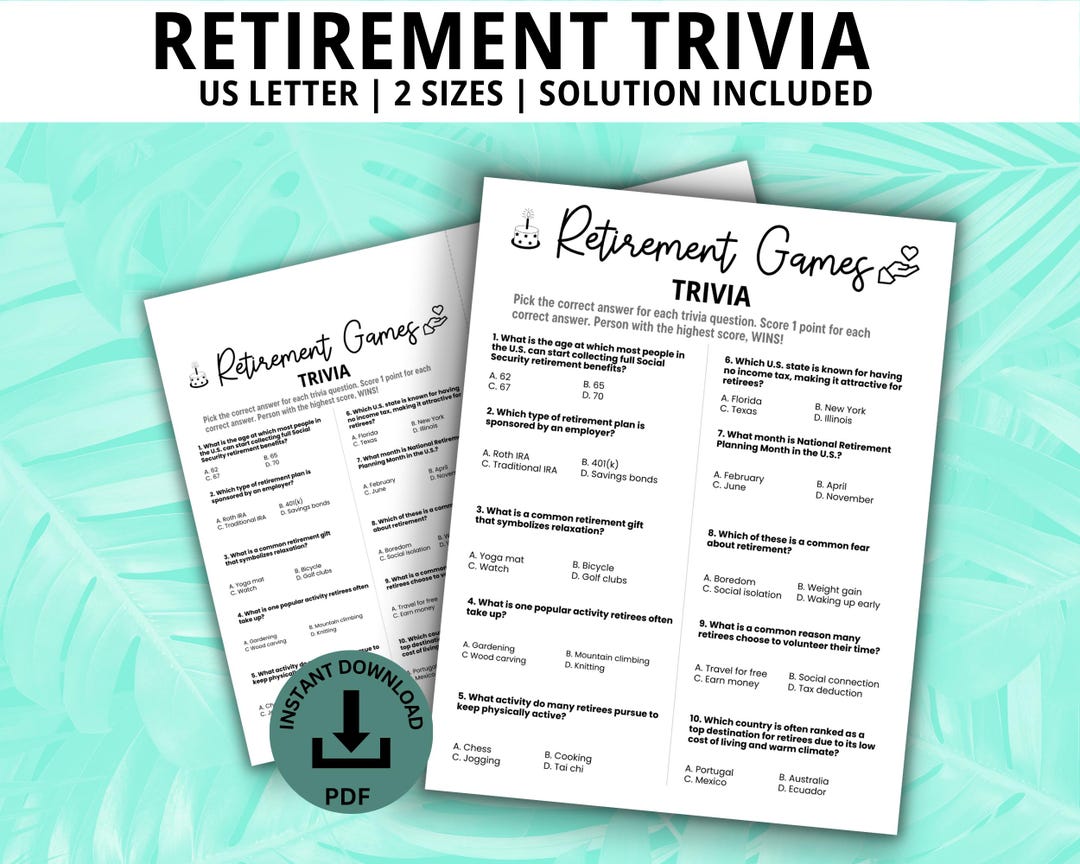 Retirement Trivia, Retiree Trivia, Trivia Question Quiz, Retirement ...