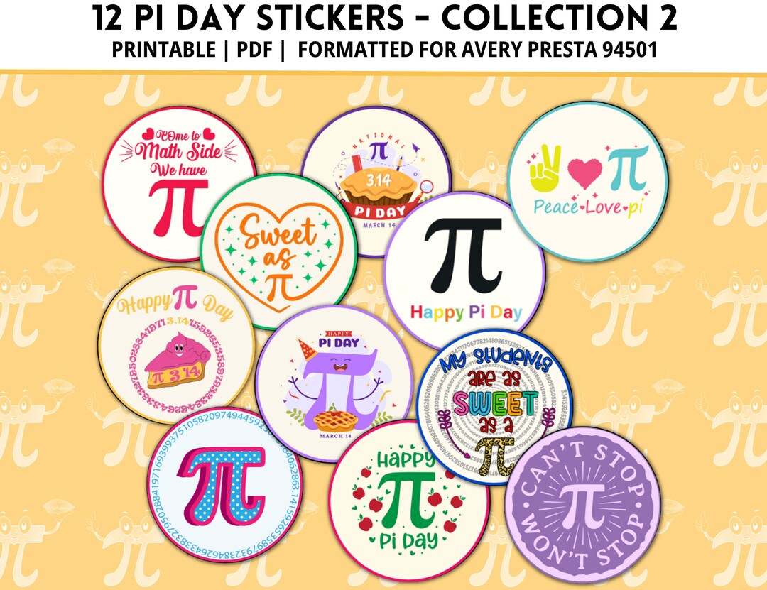 Pi Day Stickers, Collection 2, Printable Stickers, Pi Day Decor, Math ...
