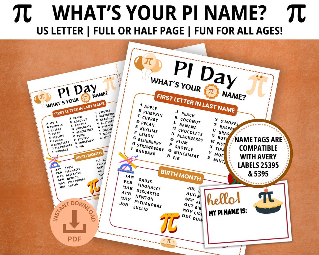 What's Your Pi Day Name, Pi Day Name Game, Whats Your Name, Pi Day Party, Math Pi Day, Pi Day ...