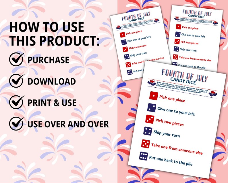 4th of July Candy Dice Game, Family Party Games, Patriotic Games, 4th ...