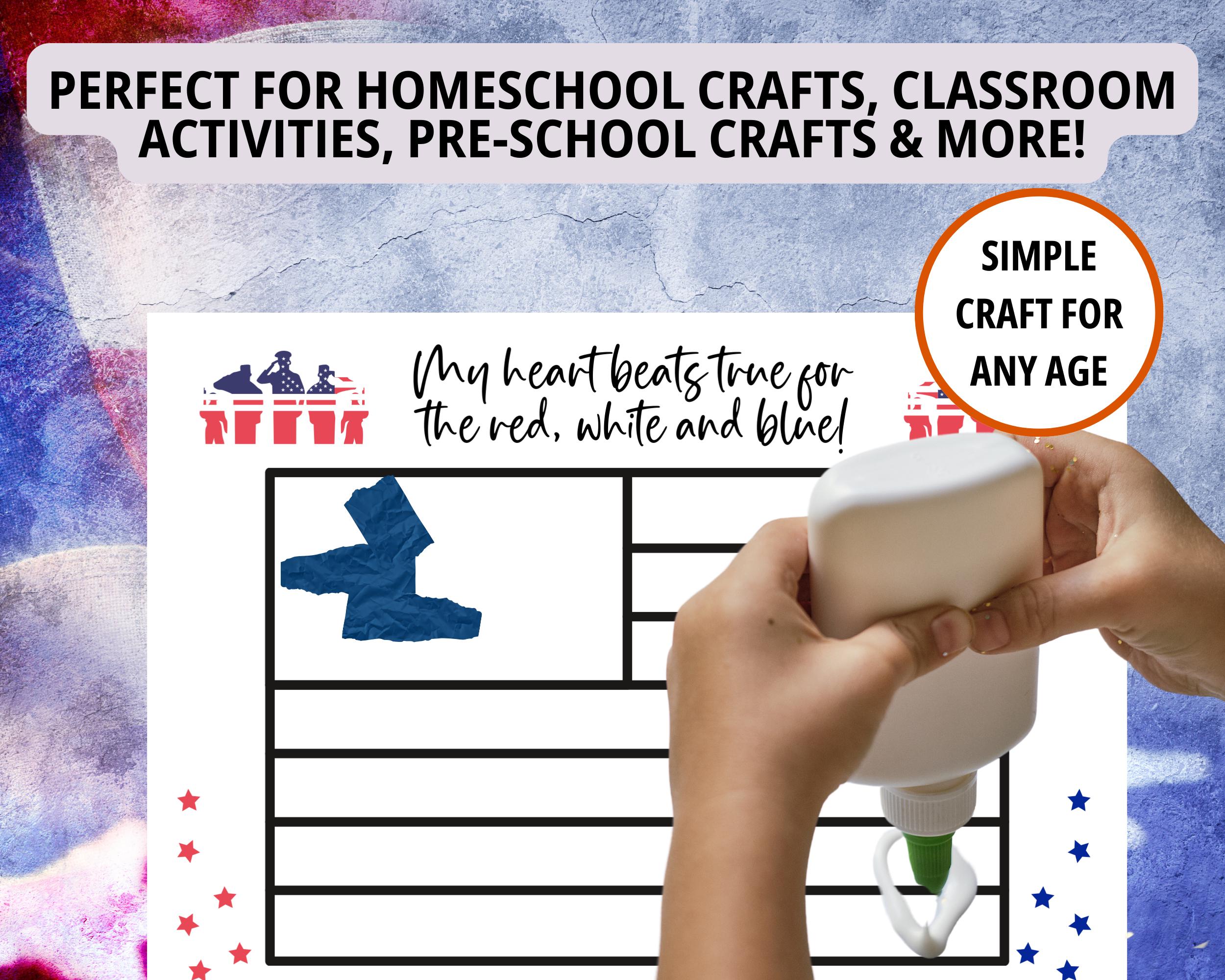 Flag Cut and Paste Craft, Torn Paper Craft, Classroom Activity, Pre ...