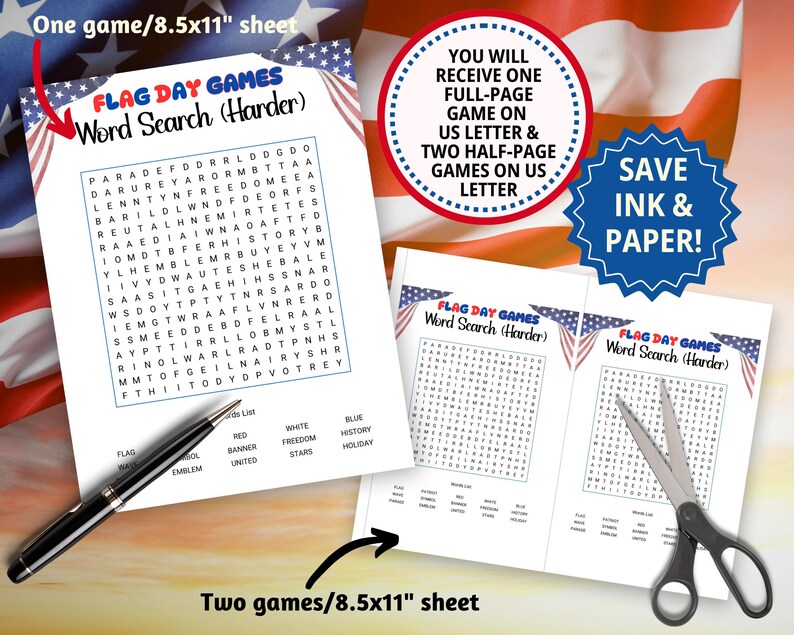 Flag Day Word Search, Flag Day Games, Patriotic Games, Icebreaker Games ...