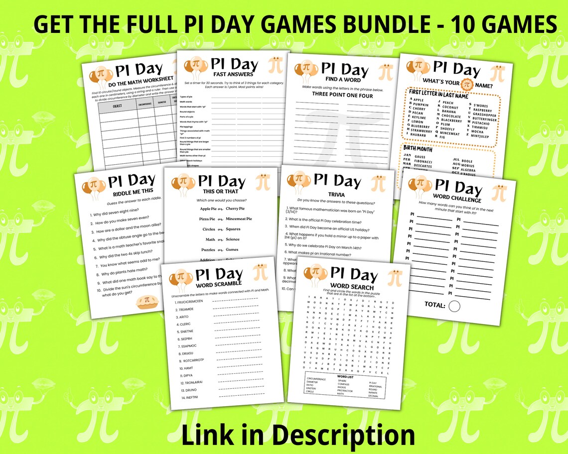 Pi Day Fast Answers Game, Trivia Game, Math Pi Day, Math Questions ...