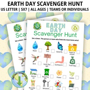 Earth Day Scavenger Hunt, Earth Day Games, Kid Scavenger Hunt, Family ...
