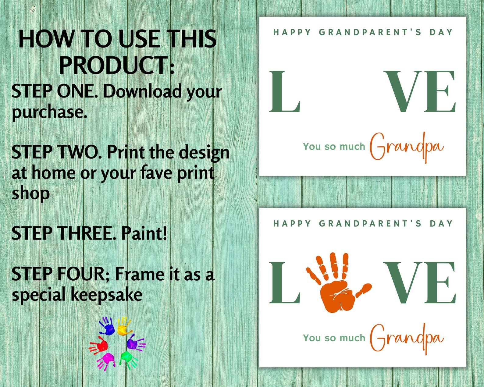 Grandparents Day Handprint Craft, Grandma Handprint Art, Grandpa ...