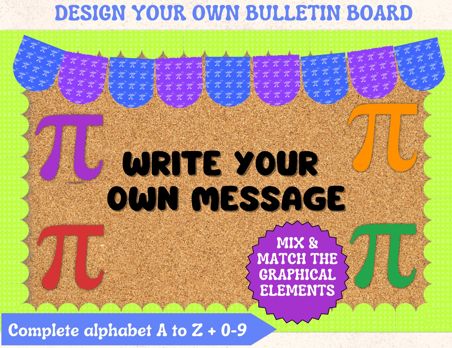 Pi Day Bulletin Board Kit, Classroom Decor, Printable March Bulletin ...