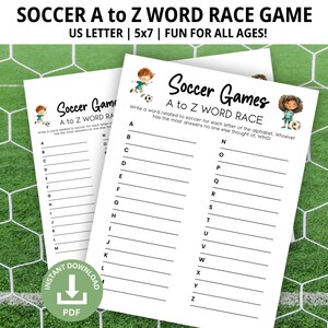 Soccer A to Z Word Race Game, Soccer Games, Group Games, Soccer ...