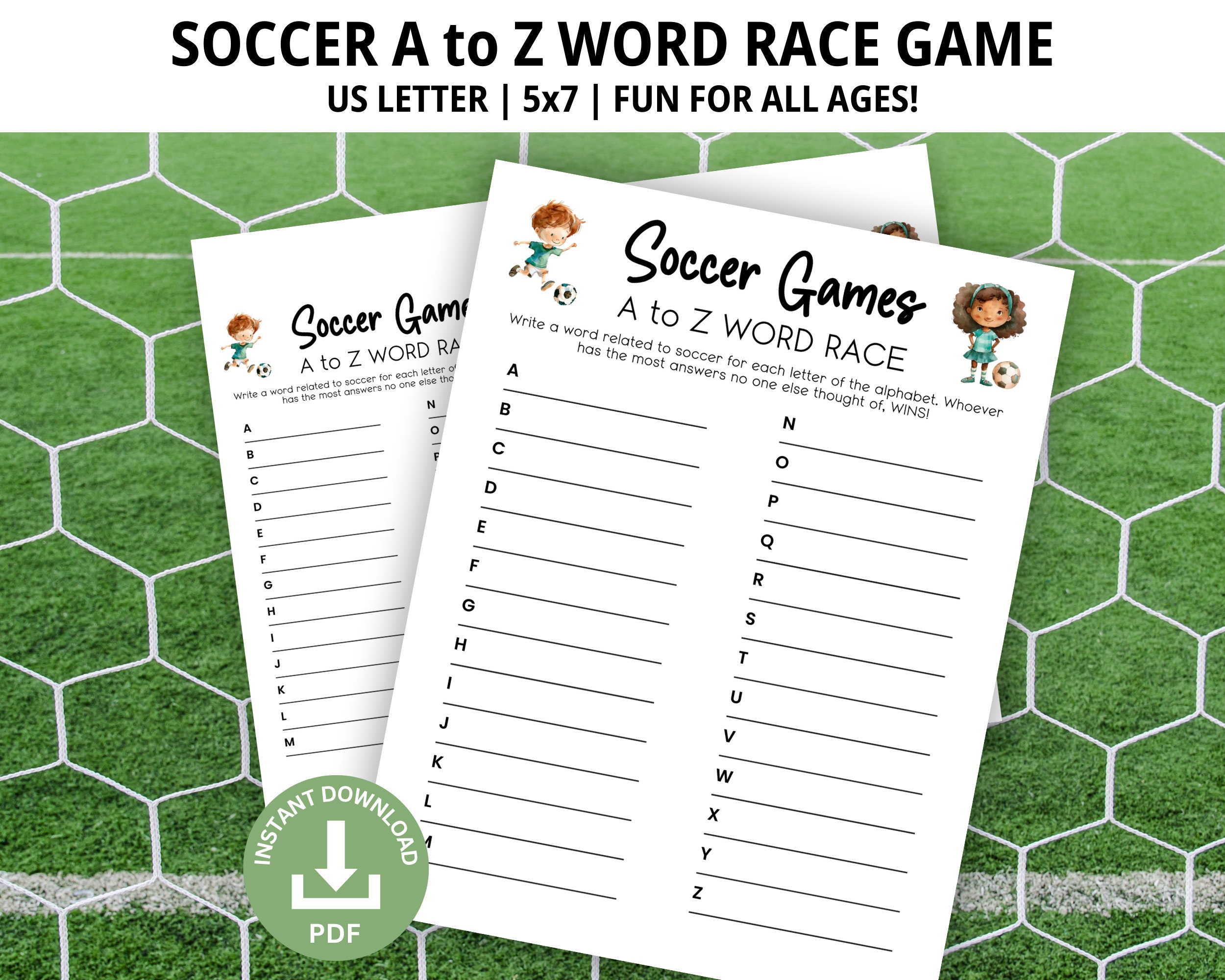 Soccer A to Z Word Race Game, Soccer Games, Group Games, Soccer ...