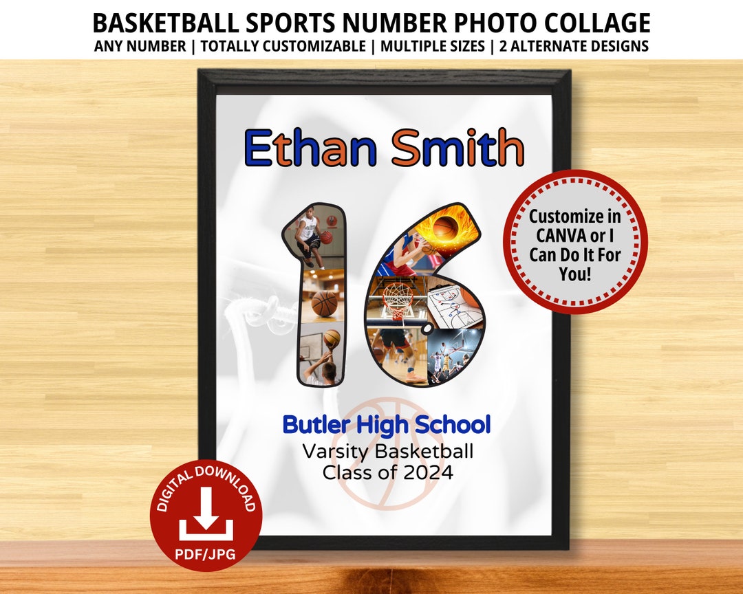 Personalized Basketball Number Photo Collage, Custom Sports Gift ...