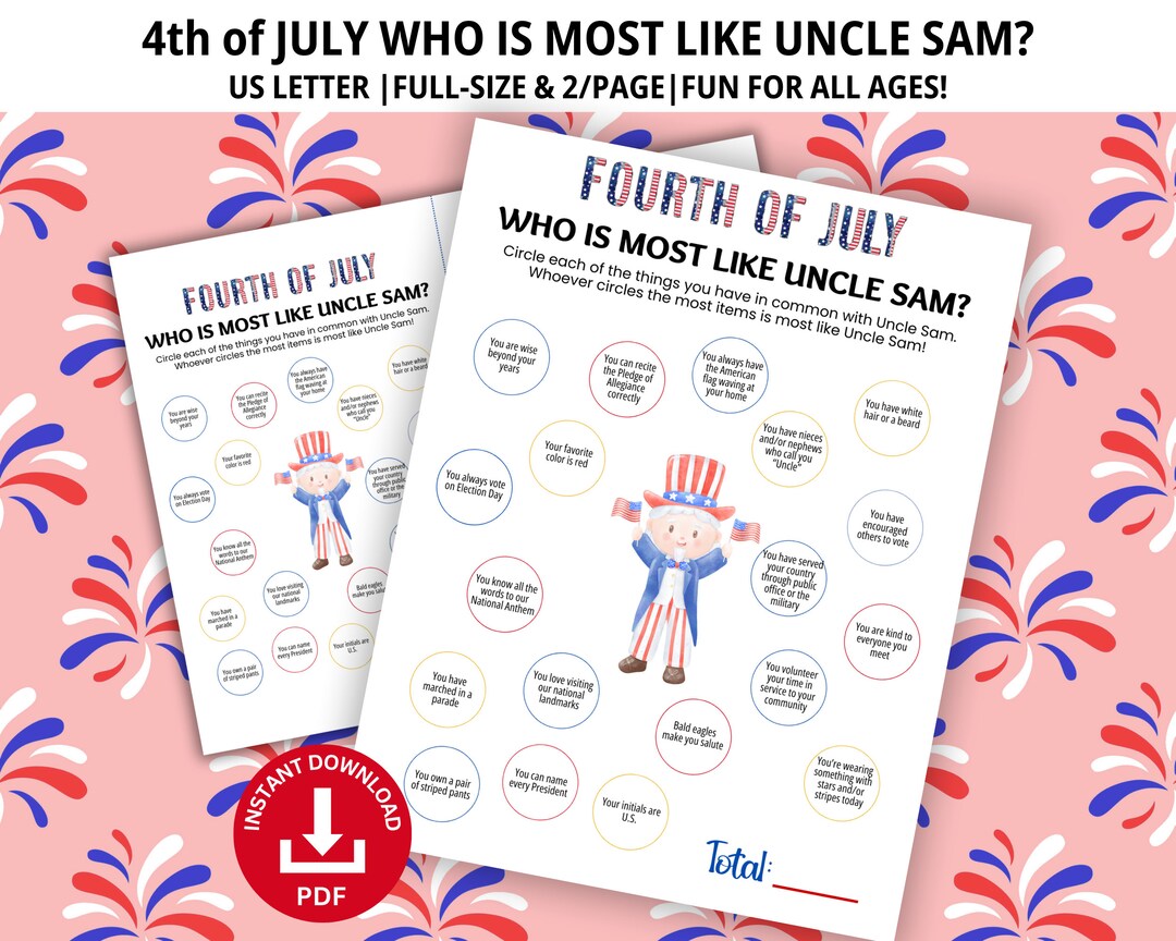 Who is Most Like Uncle Sam, 4th of July Games, Patriotic Games, Family ...