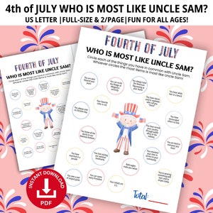 Who is Most Like Uncle Sam, 4th of July Games, Patriotic Games, Family ...