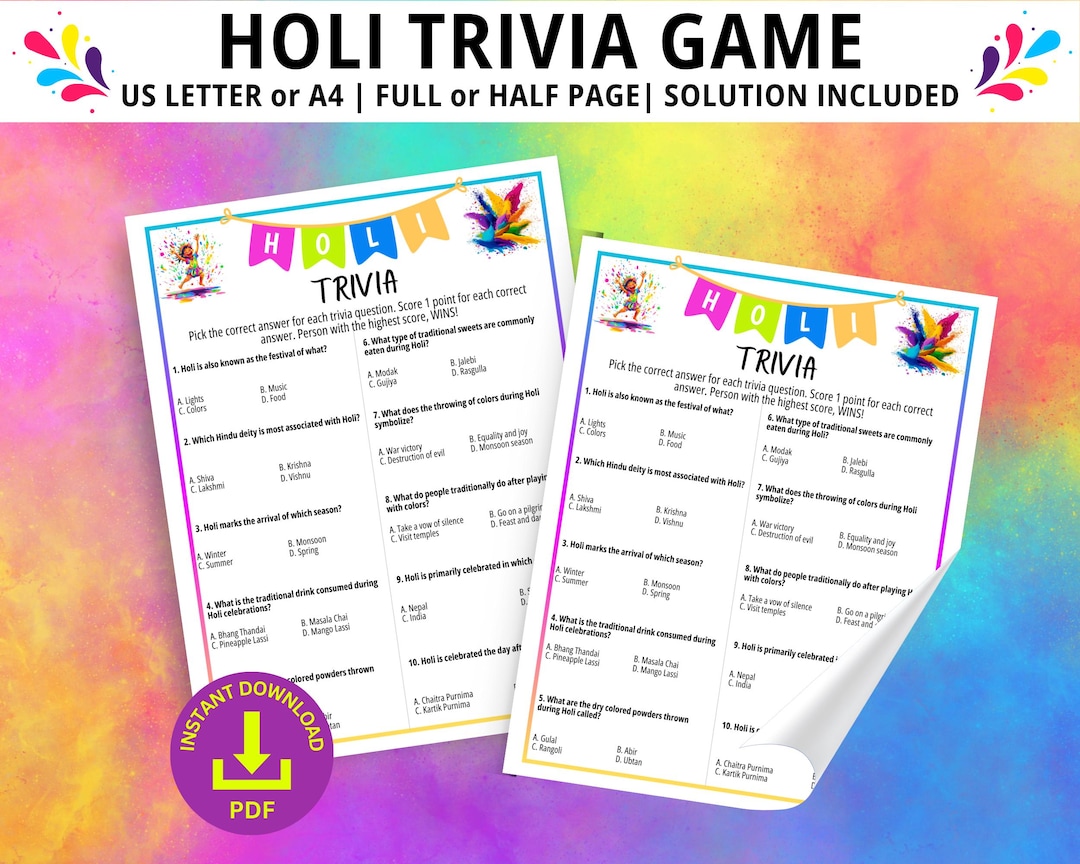 Holi Trivia, Holi Games, Holi Party Games, Family Game Night, Holi ...