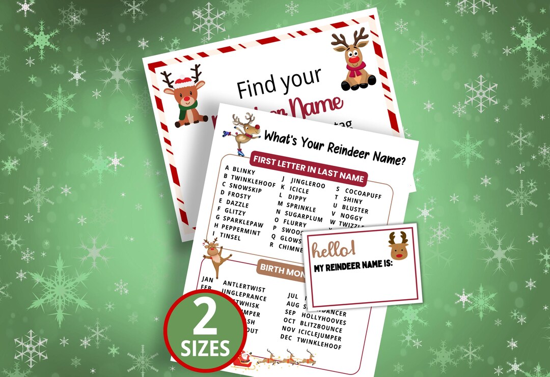 What's Your Reindeer Name, Christmas Name Game, Winter Party Game ...